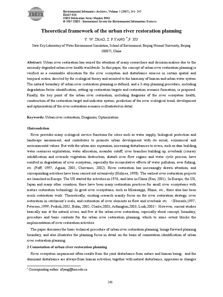 Theoretical Framework of The Urban River Restoration Planning | PDF ...