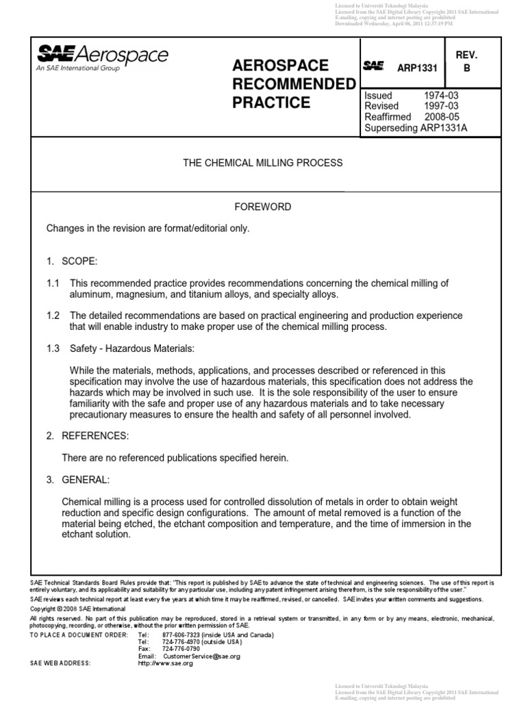 Sae Arp1331 | PDF | Procedural Knowledge | Metalworking