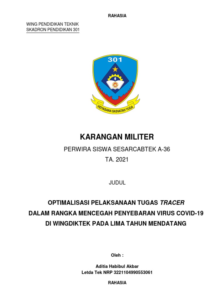 Karangan Militer: Perwira Siswa Sesarcabtek A-36 TA. 2021 | PDF