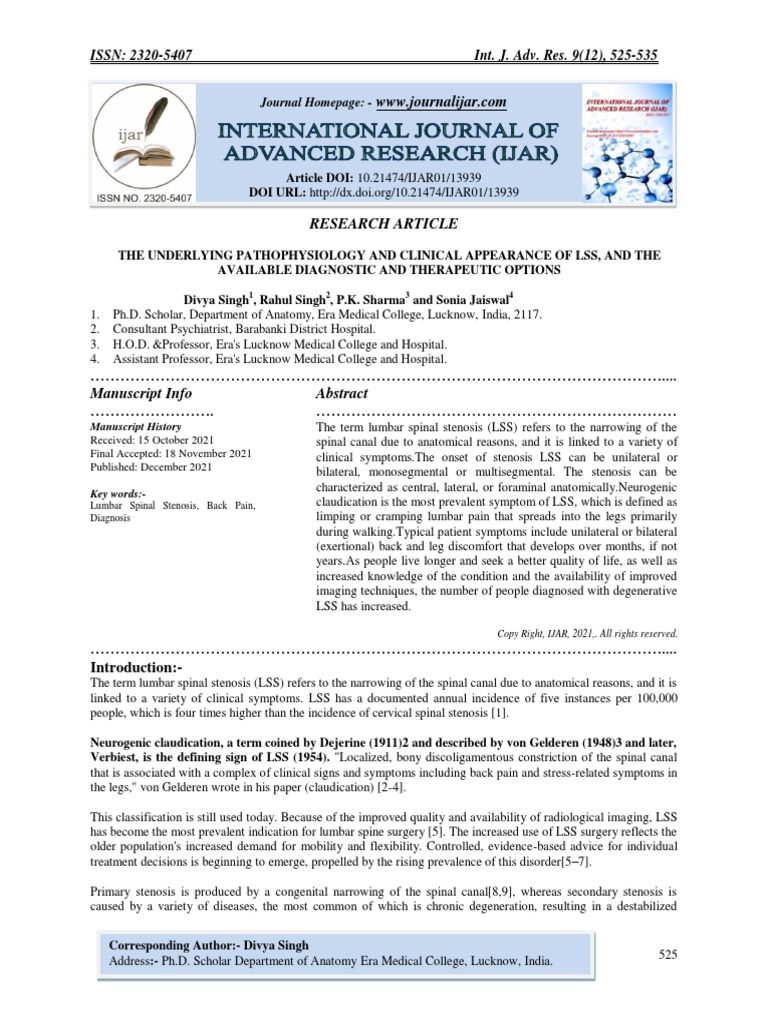 The Underlying Pathophysiology And Clinical Appearance Of Lss And The