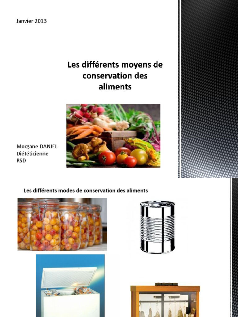 Les Différents Moyens de Conservation Des Aliments Et | PDF ...