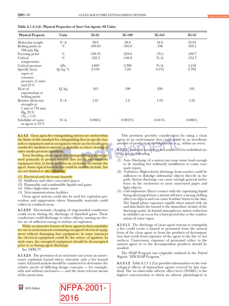NFPA-2001-2016: Clean Agent Fire Extinguishing Systems | PDF ...