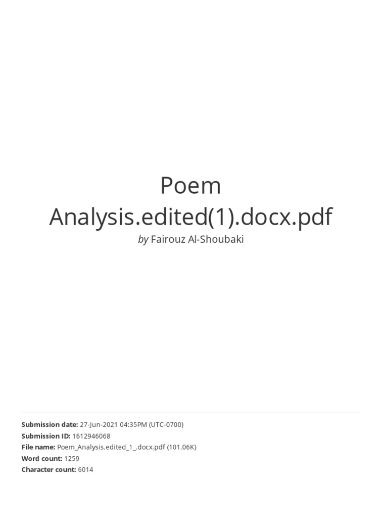 Poem Analysis - Edited PDF | PDF | Poetry | Paragraph