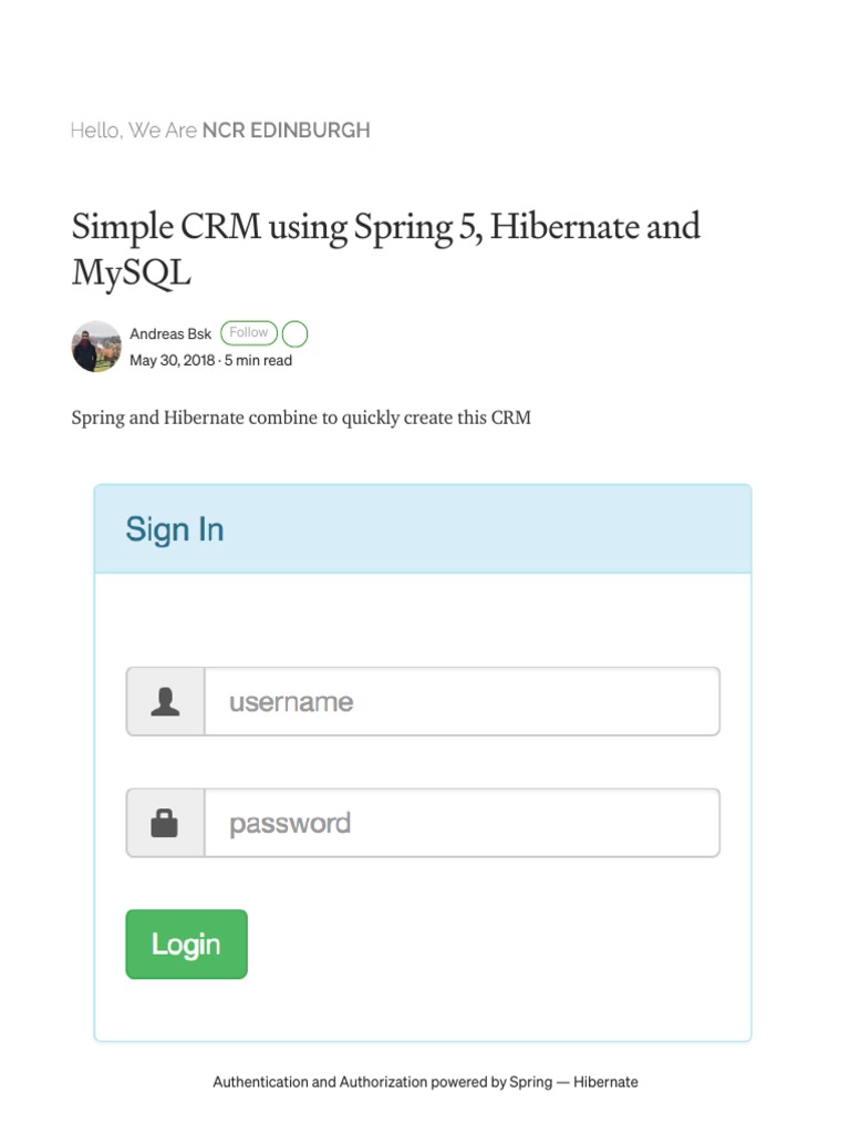 Simple CRM Using Spring 5, Hibernate and MySQL - by Andreas BSK - NCR ...