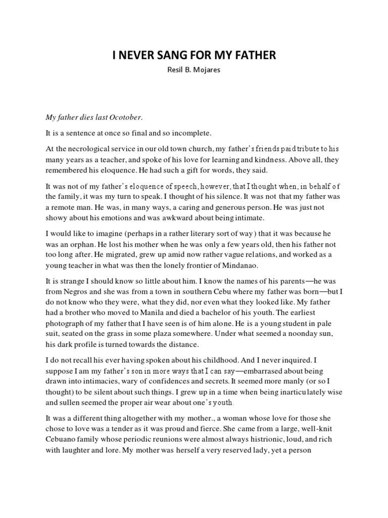 Reflections on My Father's Silence | PDF | Mystery, Thriller & Crime ...