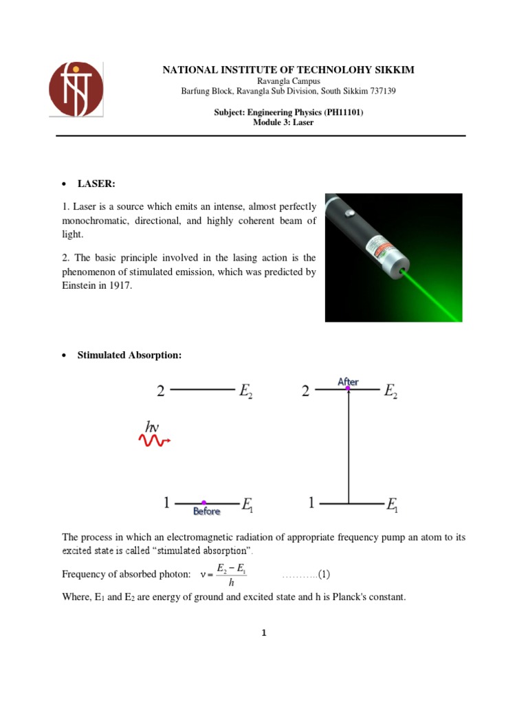 Module 3 Laser | PDF | Laser | Electromagnetism