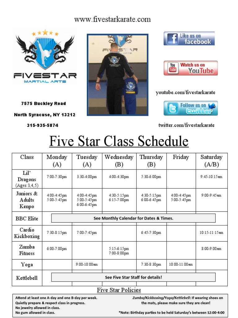 Five Star Class Schedule | PDF