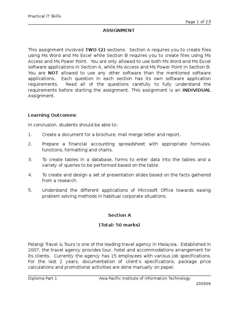 Assignment | PDF | Microsoft Excel | Microsoft Access