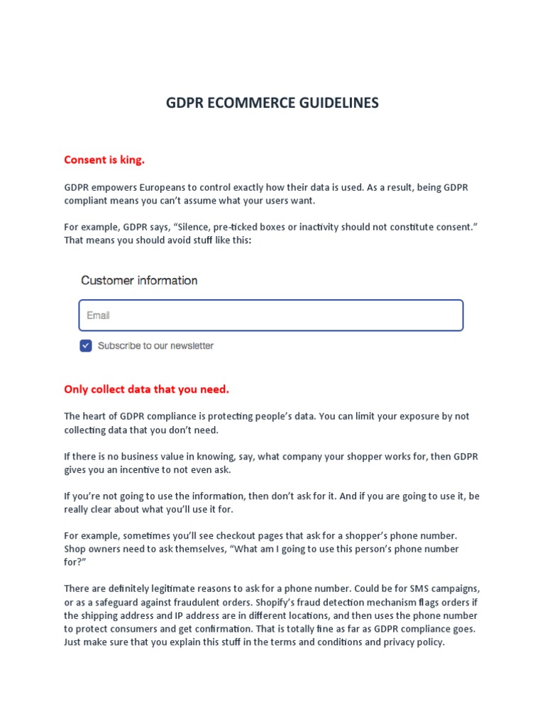 GDPR Ecommerce Guidelines | PDF | Payment Card Industry Data Security ...