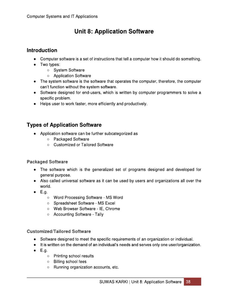 Unit 8 Application Software | PDF