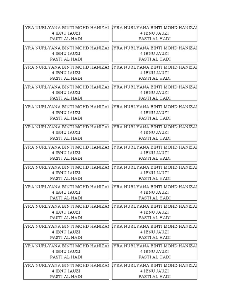 Nama Label Meja 2c.. | PDF