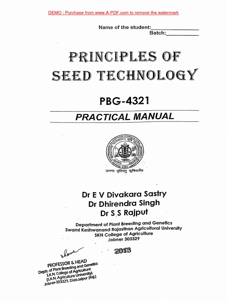 Seed Technology: Principles of | PDF | Sowing | Agriculture