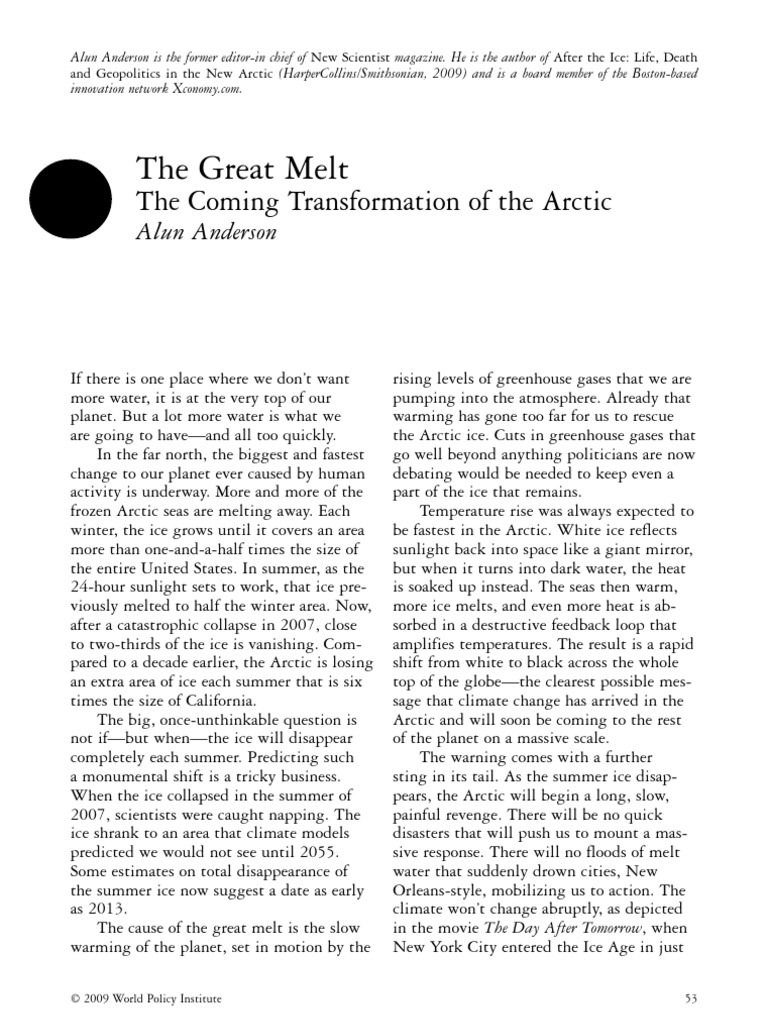 The Great Melt: Arctic Transformation | PDF | Arctic | Sea