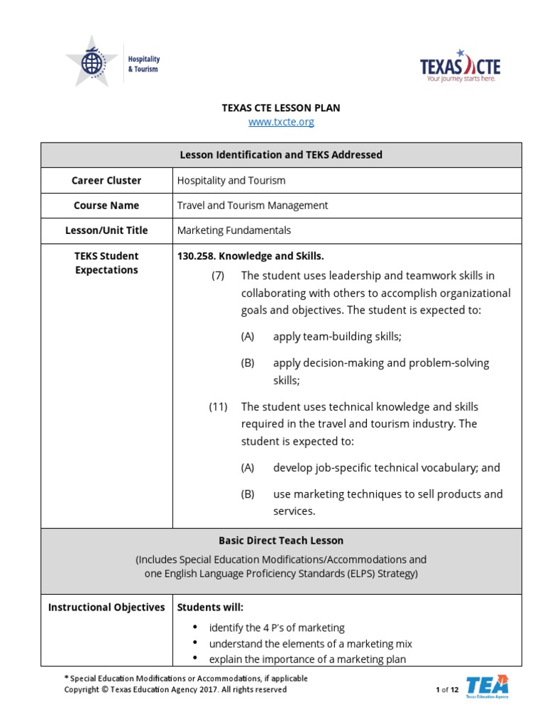 Lesson Plan - Marketing Fundamentals | PDF | Individualized Education ...