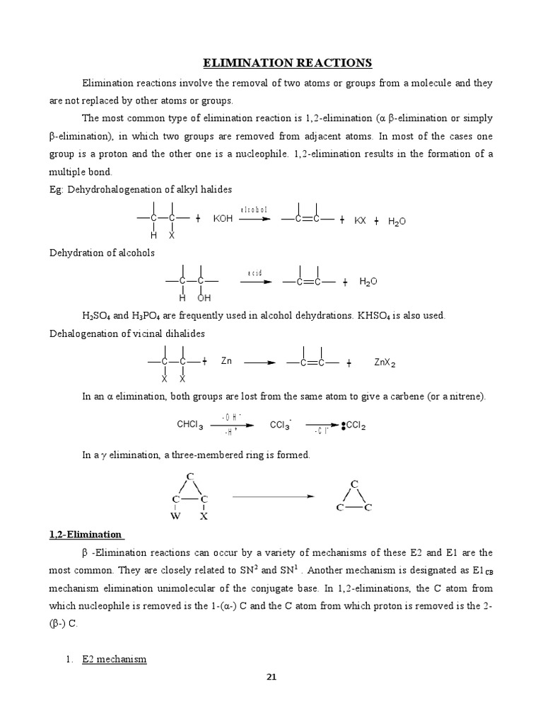 Elimination Reactions: C C H X KOH Alcohol C C KX O H | PDF ...