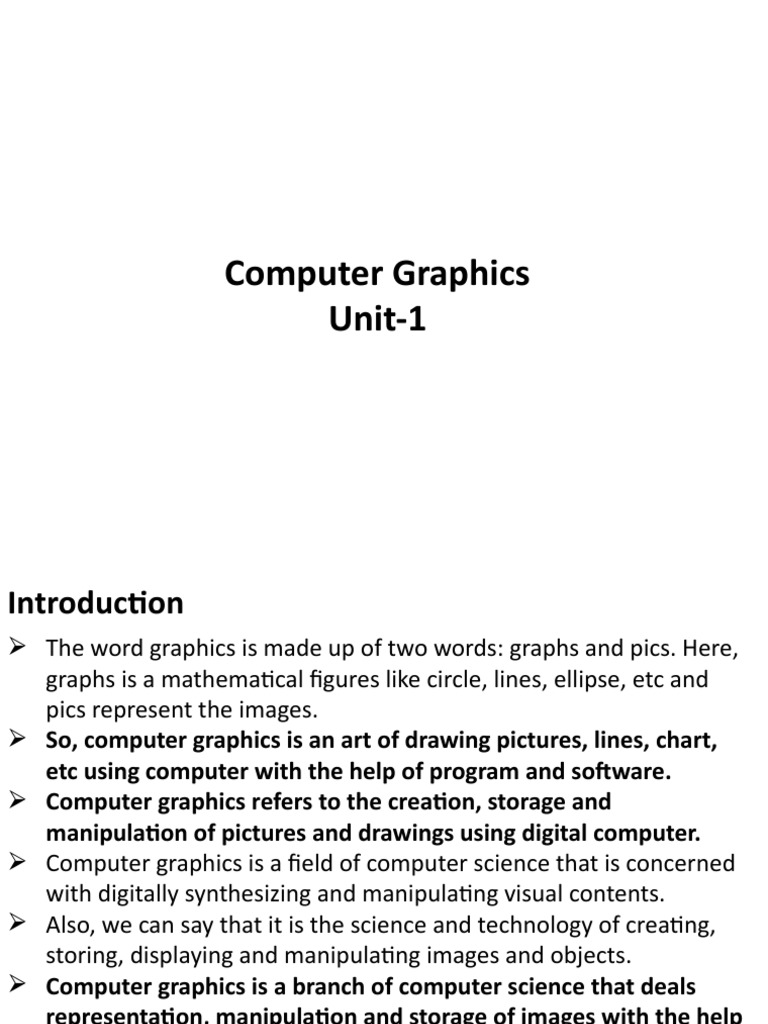 Unit-1 Computer Graphics | PDF | Computer Graphics | Computer Aided Design