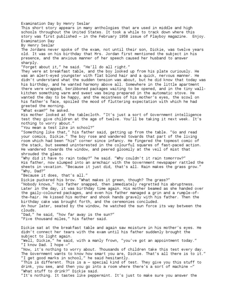 Examination Day by Henry Seslar | PDF | Home & Garden