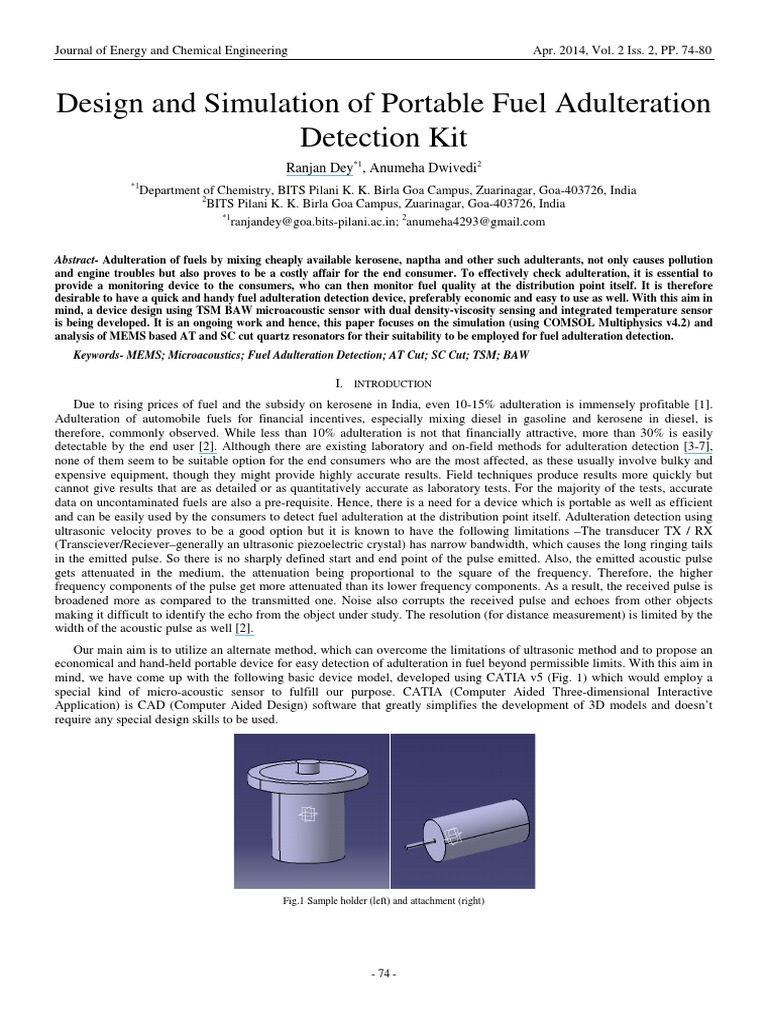 Design and Simulation of Portable Fuel Adulteration Detection Kit | PDF | Electrical Engineering ...