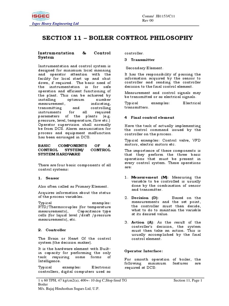 Boiler Control Philosophy R00 | PDF | Boiler | Instrumentation