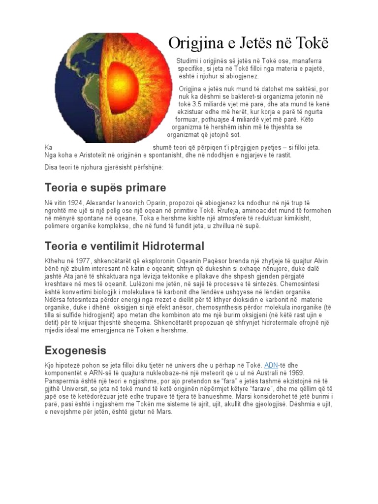Origjina e Jetës Në Tokë | PDF