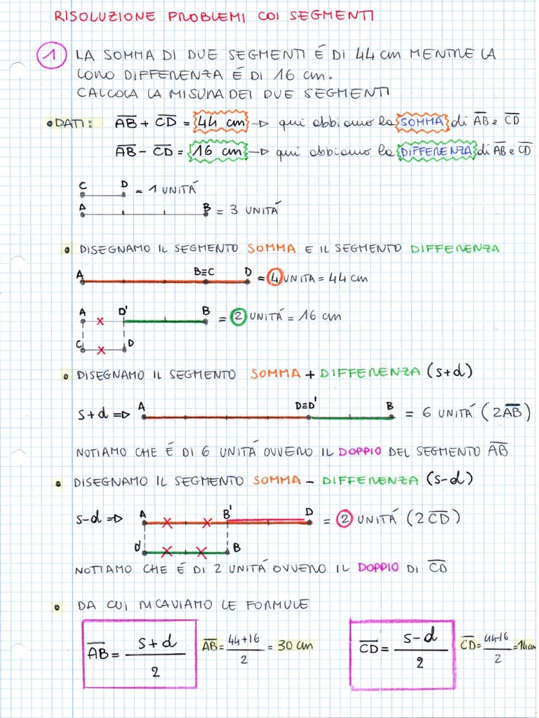 Esempi Di Problemi Coi Segmenti e Risoluzione | PDF
