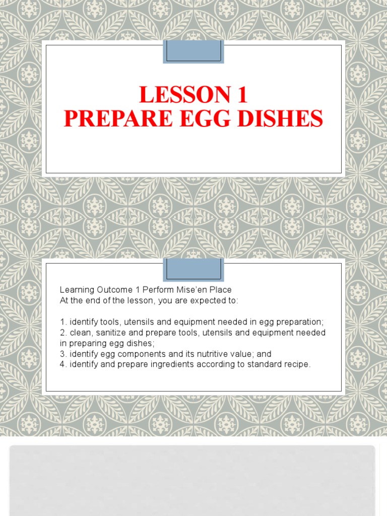 Egg Dish Preparation Techniques | PDF | Cooking, Food & Wine | Wellness