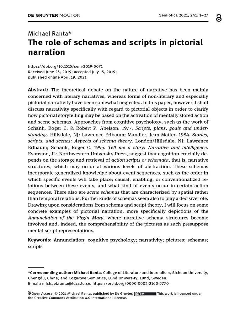 The Role of Schemas and Scripts in Pictorial | PDF | Schema (Psychology ...
