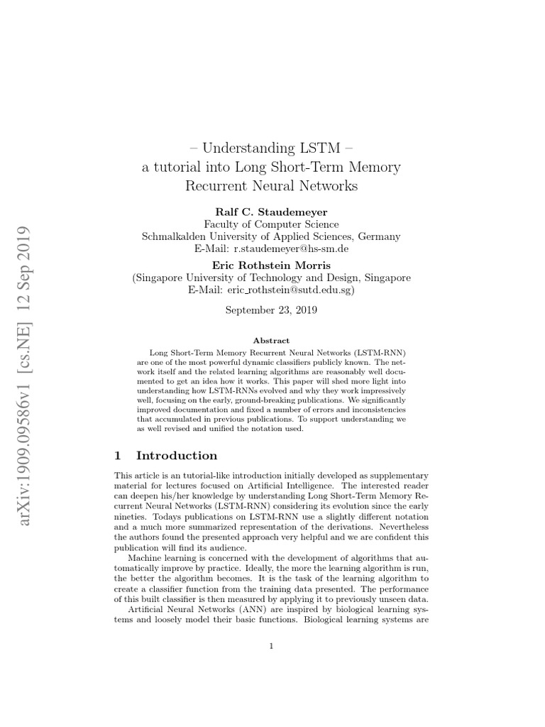 Understanding LSTM | PDF | Artificial Neural Network | Statistical Classification