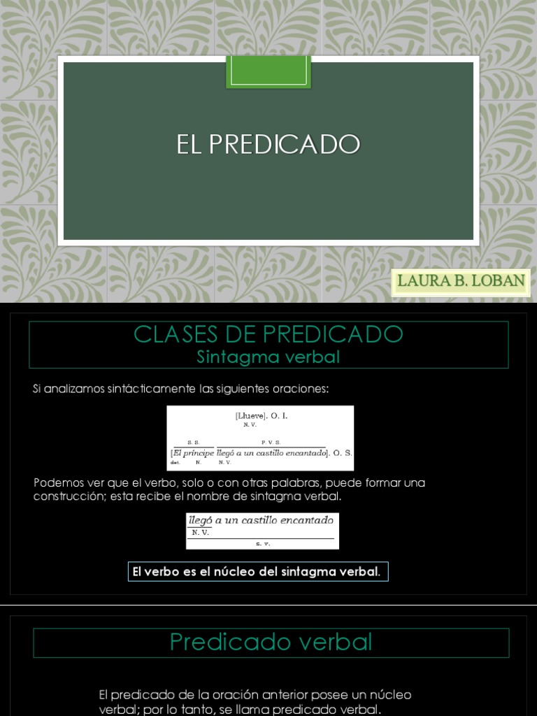 Clases de Predicado en Gramática | PDF | Predicado (Gramática) | Verbo