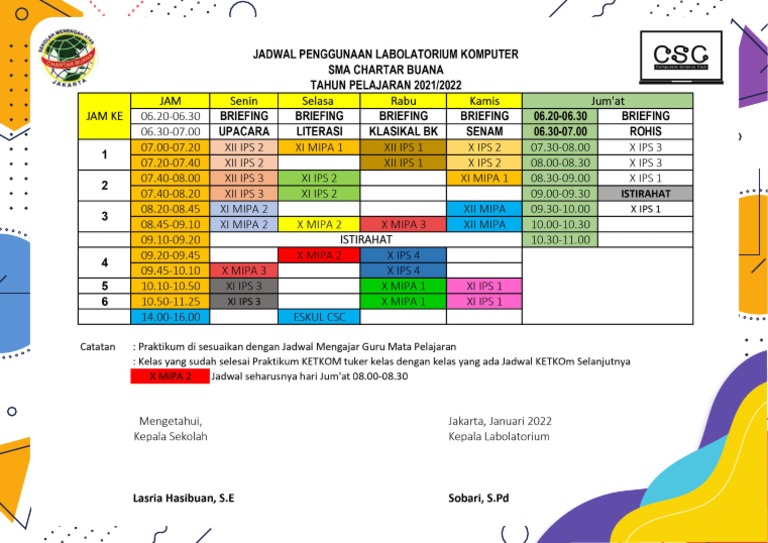 Jadwal Penggunaan Lab 2 | PDF