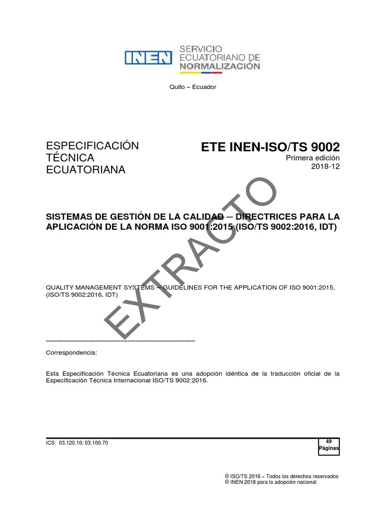 Ete Inen Iso Ts 9002 | PDF | Iso 9000 | Organización internacional para ...
