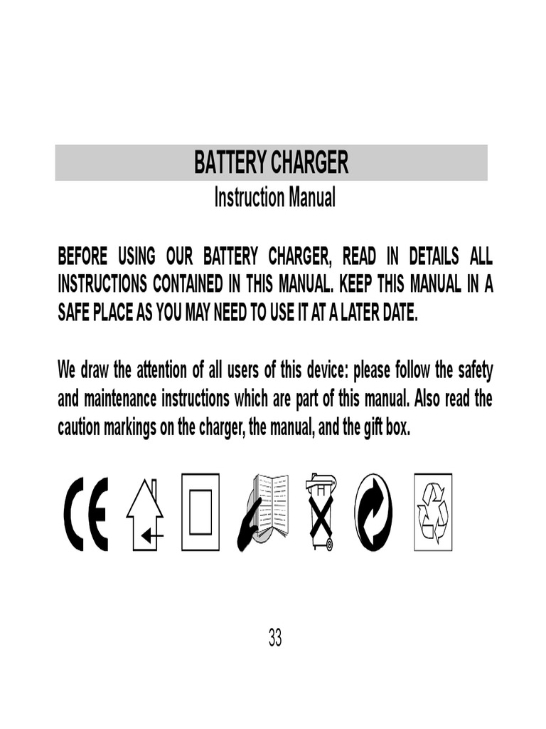 Battery Charger: Instruction Manual | PDF | Battery Charger ...
