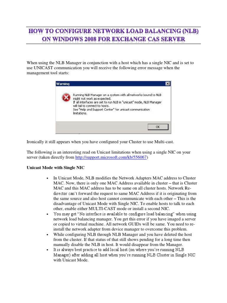 How To Configure Network Load Balancing | PDF | Computer Cluster | Ip Address