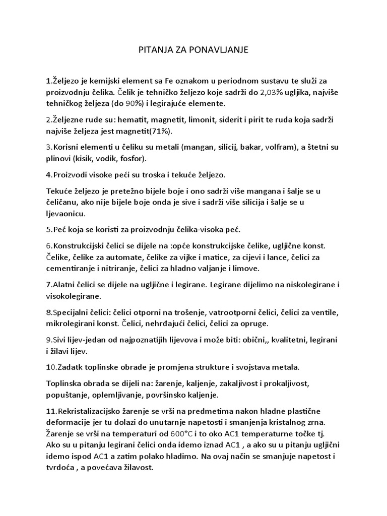 Pitanja Za Ponavljanje | PDF