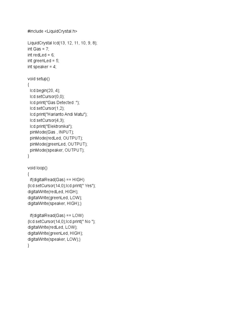 Kode Sensor Gas | PDF | Teaching Methods & Materials | Computers
