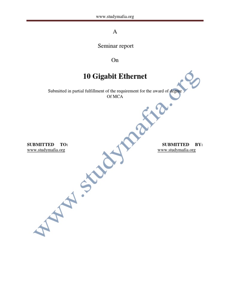 Mca 10 Gigabit Ethernet Report | PDF | Computer Network | Ethernet
