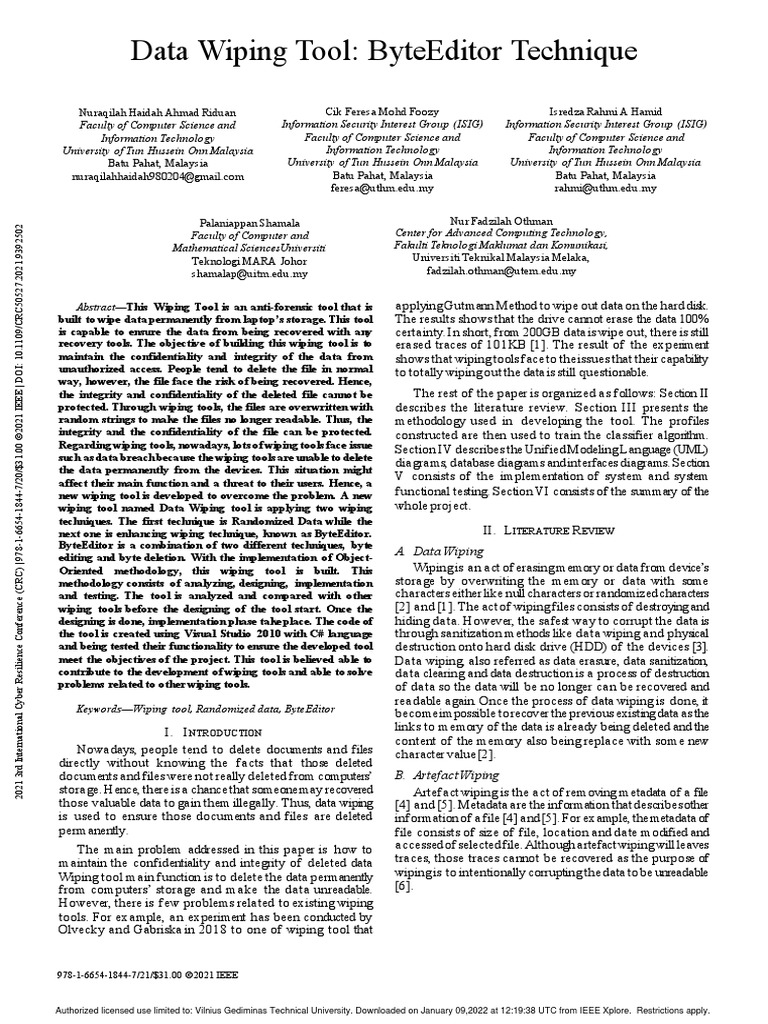 Data Wiping Tool: Byteeditor Technique: Abstract | PDF | Computer File | Microsoft Excel