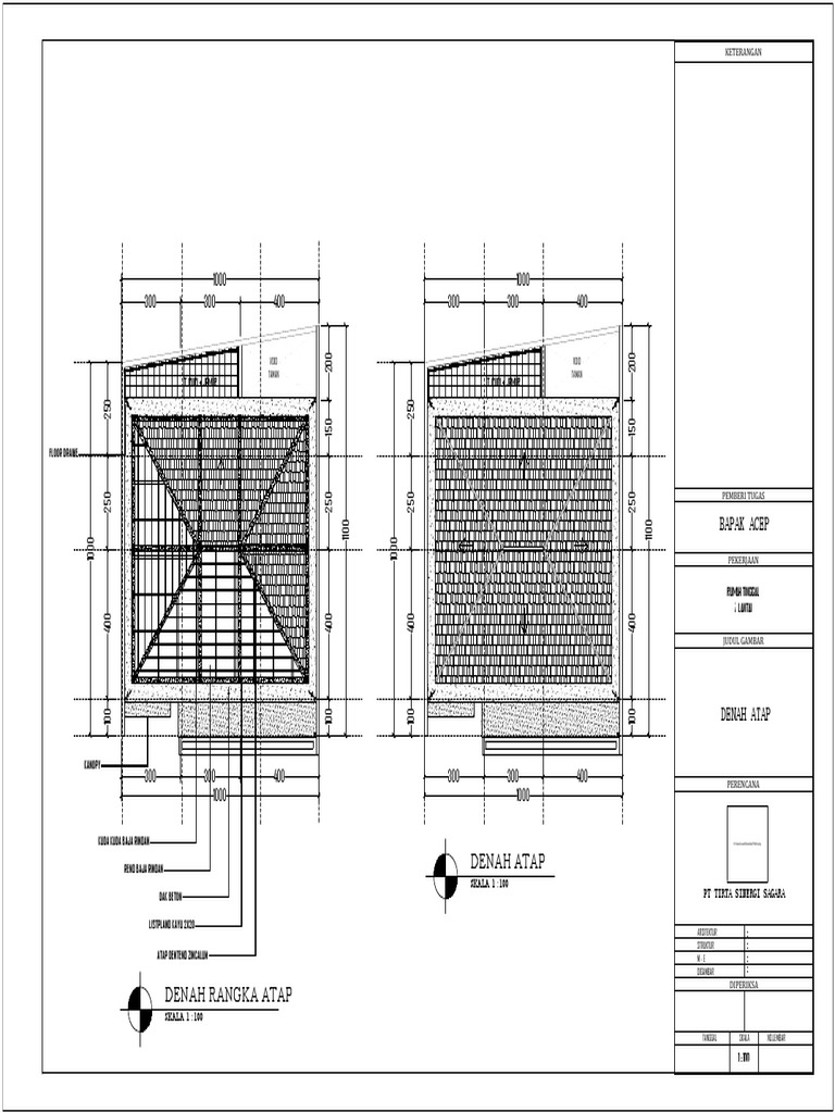 Denah Rangka Atap & Atap | PDF