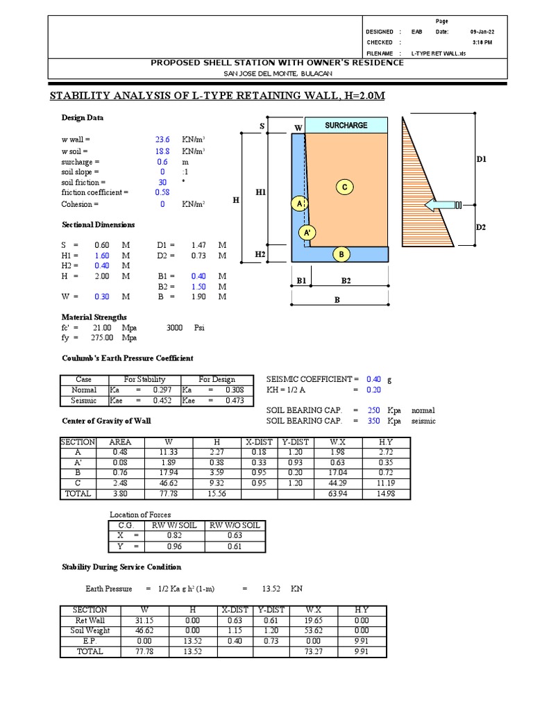L-Type Ret Wall | PDF | Physical Quantities | Soil