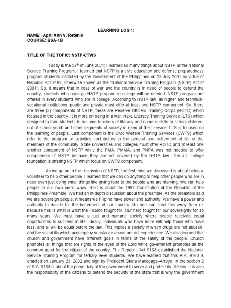 Learning Log 1 | PDF | Goal