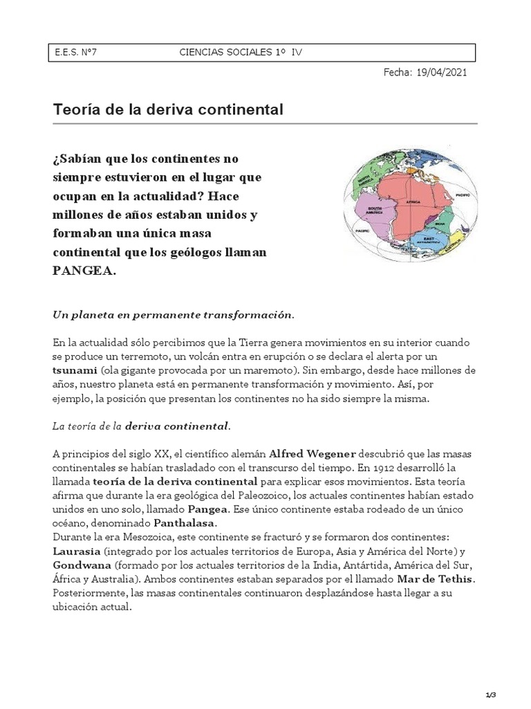 Deriva Continental | PDF | Continente | Ciencias de la Tierra