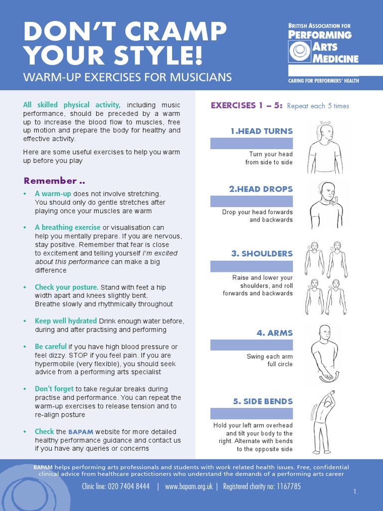 Don'T Cramp Your Style!: Warm-Up Exercises For Musicians | PDF | Arm ...