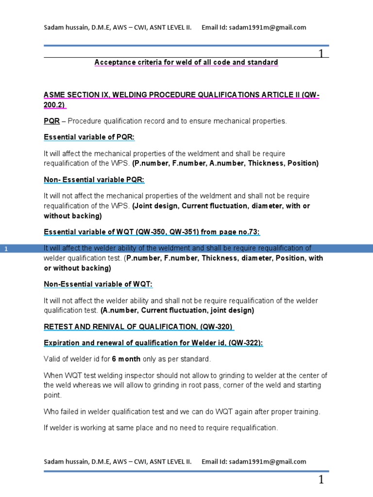 Welding Acceptance Criteria Overview | PDF | Pipe (Fluid Conveyance ...