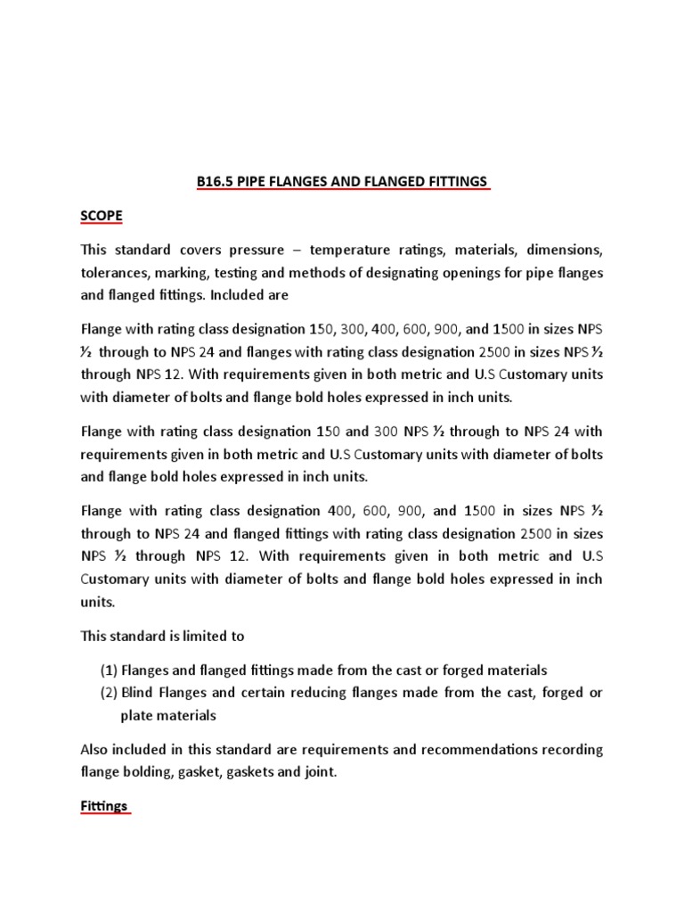 B16.5 Pipe Flanges and Flanged Fittings | PDF