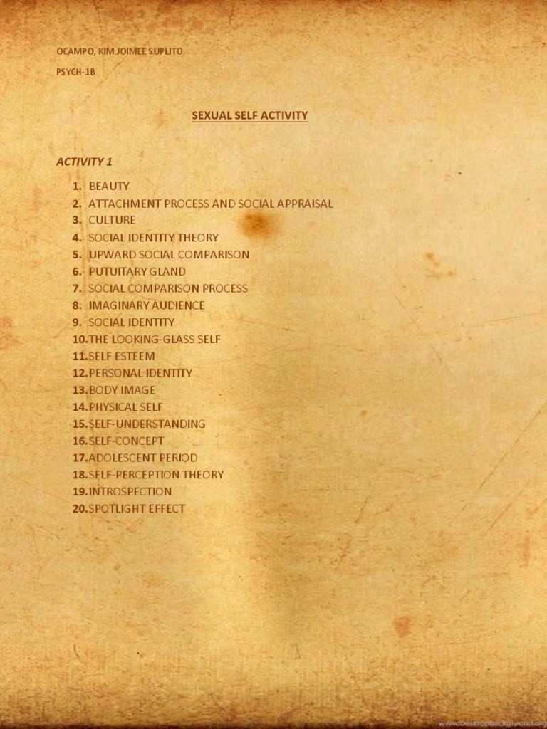 Sexual Self Activity | PDF | Self | Behavioural Sciences