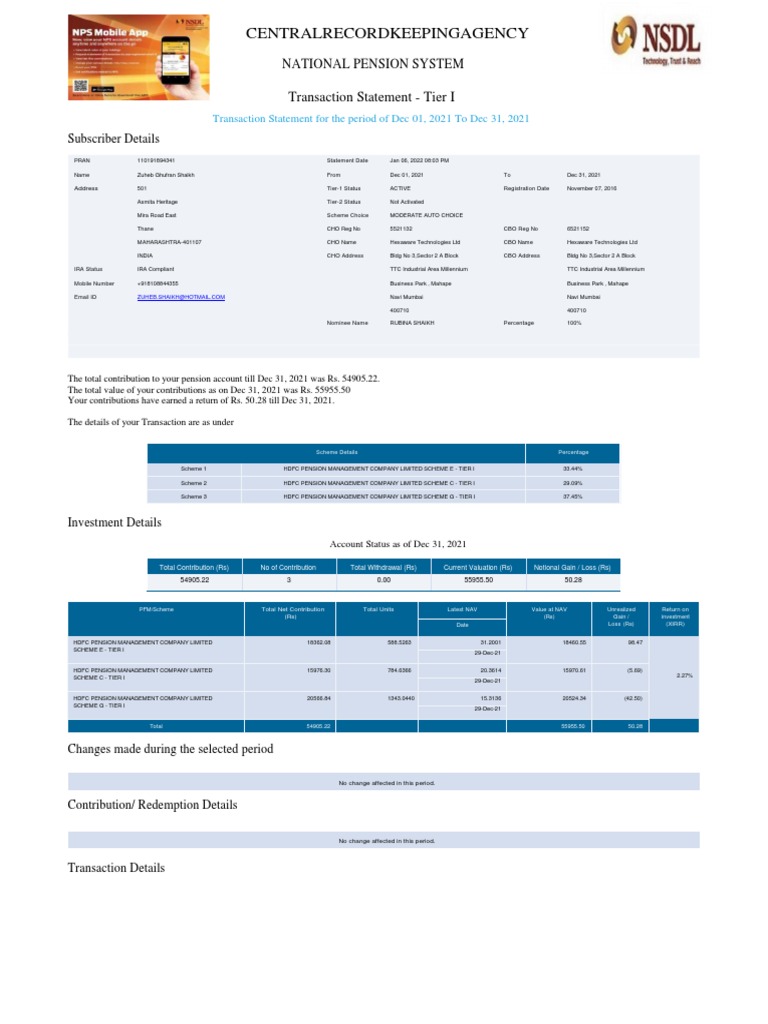 Centralrecordkeepingagency: National Pension System Transaction ...