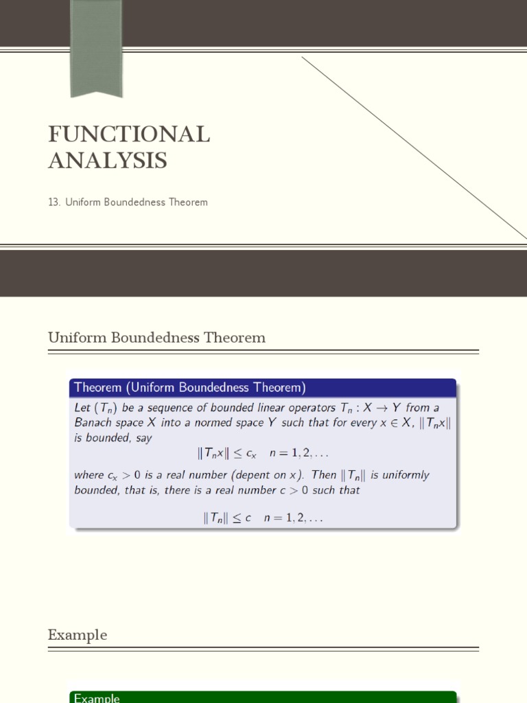 Functional Analysis: 13. Uniform Boundedness Theorem | PDF