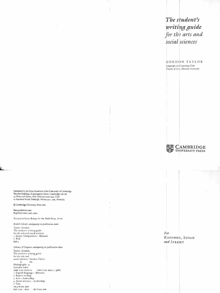 Taylor 1989 Writing Guide | PDF | Essays | Writers
