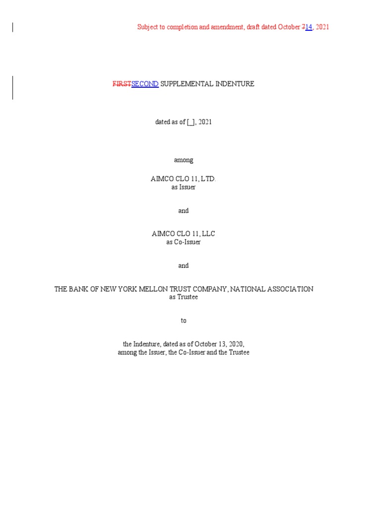 AIMCO CLO 11 First Supplemental Indenture | PDF | Securitization ...