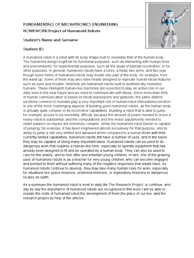 Humanoid Robot Summary | PDF | Robot | Robotics